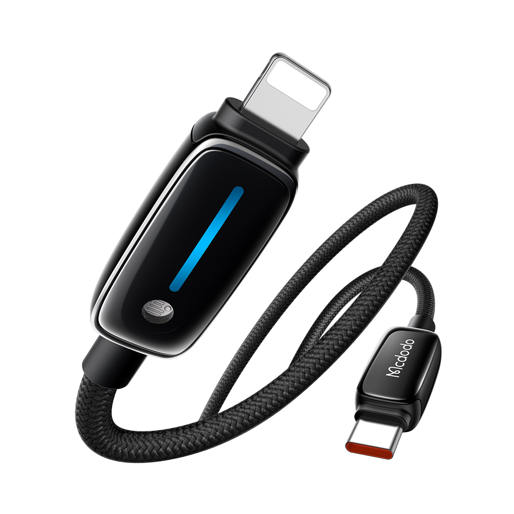 MCDODO CA0050 36W LIGHT-SENSING SMART CABLE USB-C TO LIGHTING 1.2M WITH AUTO BRIGHTNESS - BLACK