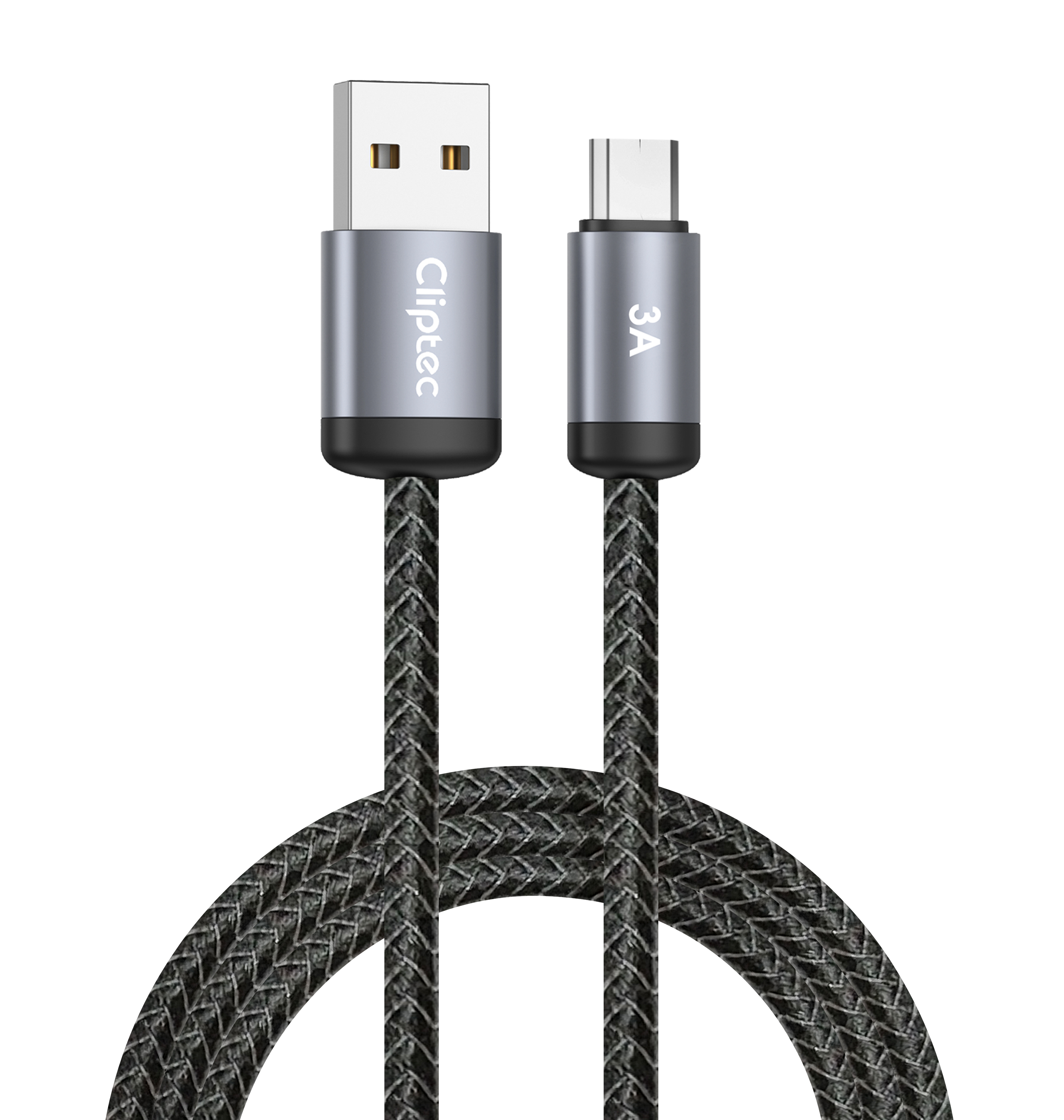 CLIPTEC MCC213M USB TO MICRO FAST CHARGING CABLE 3A 1.2M - BLACK