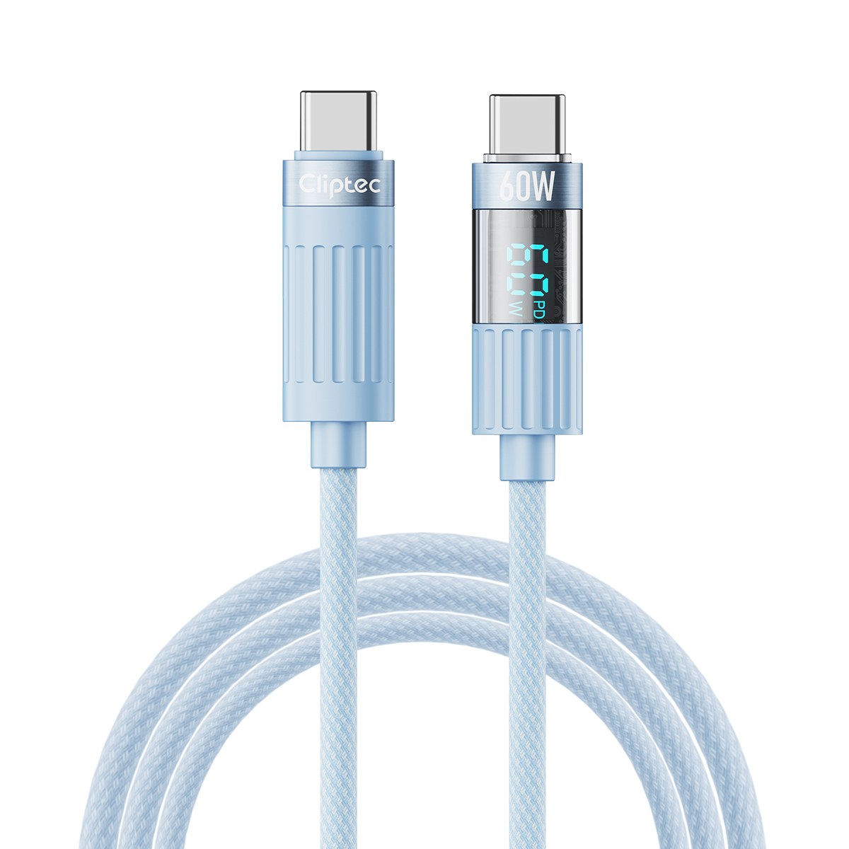 CLIPTEC MCC225CC60 TYPE C TO TYPE C DIGITAL DISPLAY FAST CHARGING CABLE ...
