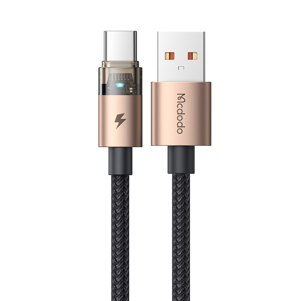 MCDODO CA6891 USB-C TRANSPARENT CABLE WITH CHARGING LIGHT 1.2M - GOLD