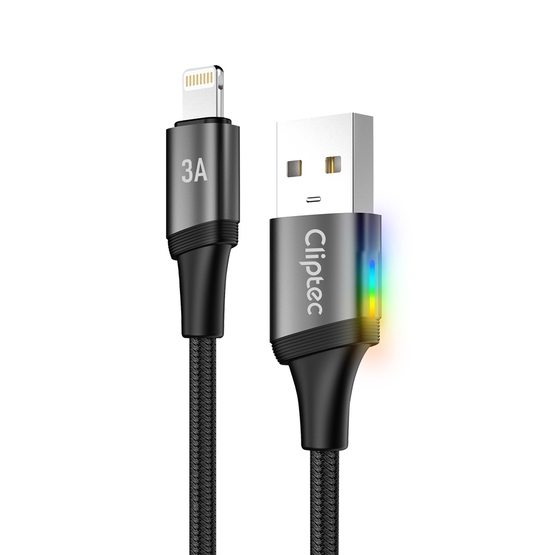 CLIPTEC MCC226L USB TO LIGHTNING RGB BREATHING LIGHT FAST CHARGING ...