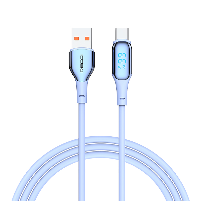 RECCI RS17C 66W TYPE-C SILICONE FAST CHARGING CABLE 1.2M - BLUE