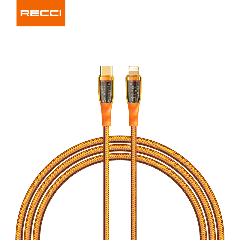RECCI RTC-P19CC PD 100W TYPE-C TO TYPE-C FAST CHARGING CABLE 1.5M - ORANGE