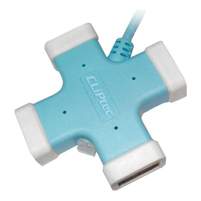 CLIPTEC RZH201 USB2.0 4PORTS HUB (X-CROSS) - BLUE