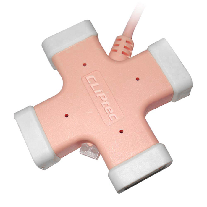 CLIPTEC RZH201 USB2.0 4PORTS HUB (X-CROSS) - PINK