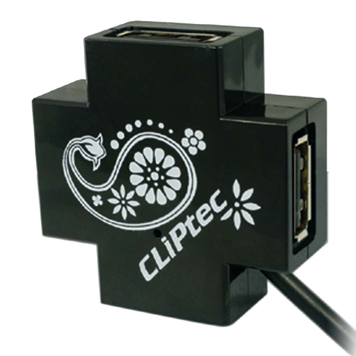 CLIPTEC RZH209 USB2.0 4PORTS HUB (MINI-XCROSS) - BLACK