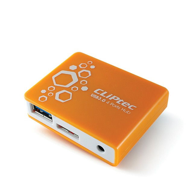 CLIPTEC RZH323 USB3.0 4 PORTS HUB (VELOCITY) - ORANGE