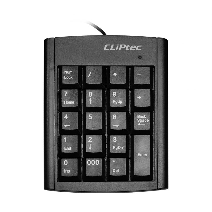 CLiPtec RZK223 USB2.0 Slim Numeric Keypad - BLACK
