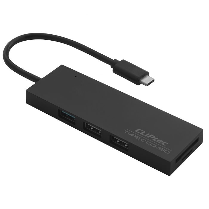 Cliptec Rzr601 Usb Type C 1 2 Hub Combo Card Reader Chimo Black