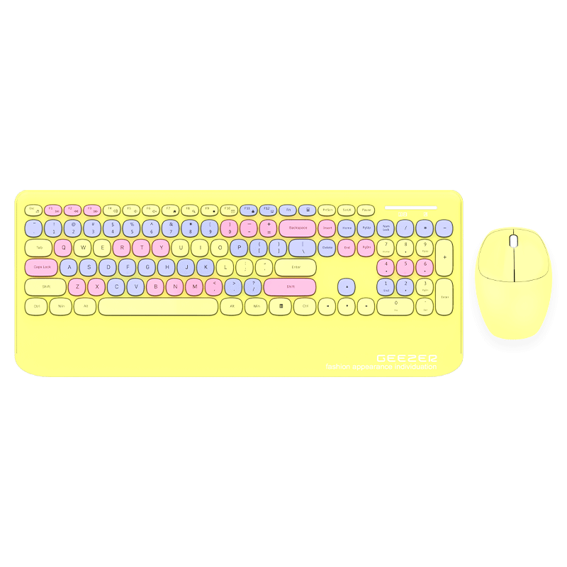 GEEZER G100 2.4GHZ WIRELESS KEYBOARD AND MOUSE COMBO SET - YELLOW