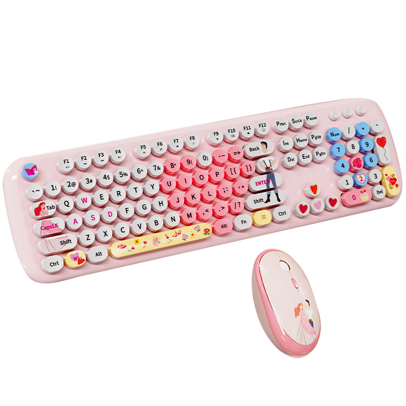 DISNEY PRINCES 2.4GHZ WIRELESS KEYBOARD AND MOUSE COMBO SET - PINK
