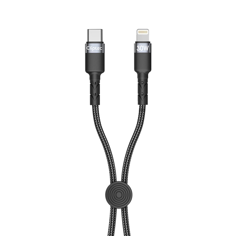 CLIPTEC MCC202CL TYPE-C TO LIGHTNING FAST CHARGING CABLE PD30W 20CM - BLACK